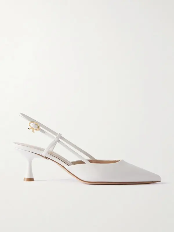 GIANVITO ROSSI Ascent 55 Leather Slingback Pumps - White