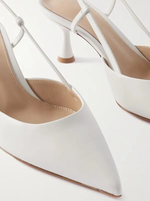 GIANVITO ROSSI Ascent 55 Leather Slingback Pumps - White