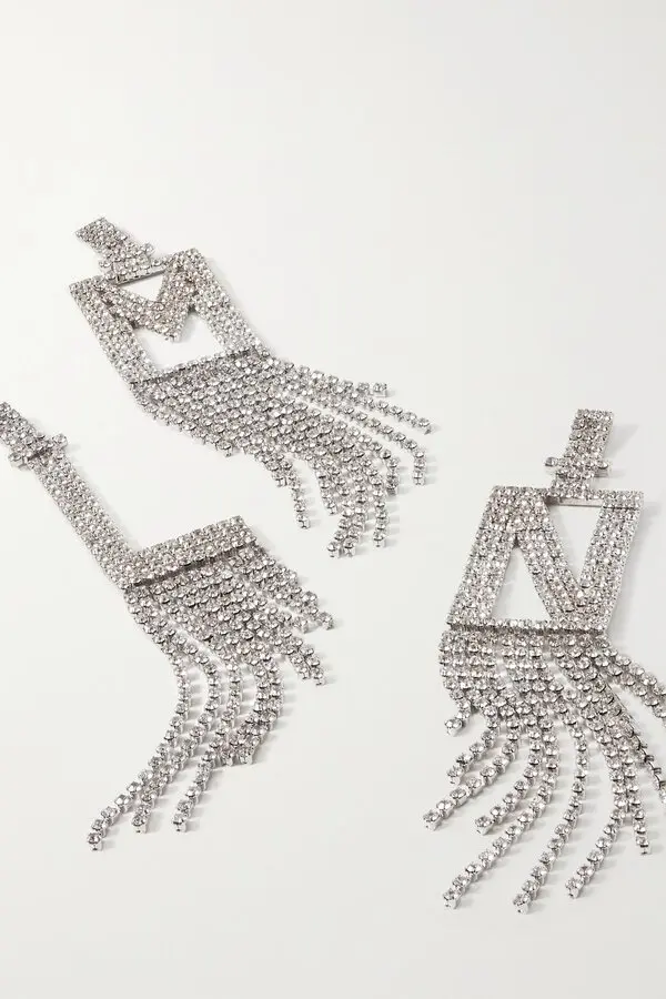 Retrofete Rhodium-plated Crystal Alphabet Single Earring - Silver