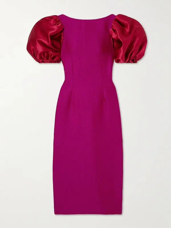 DESTREE Suzanne Faille-trimmed Crepe Midi Dress