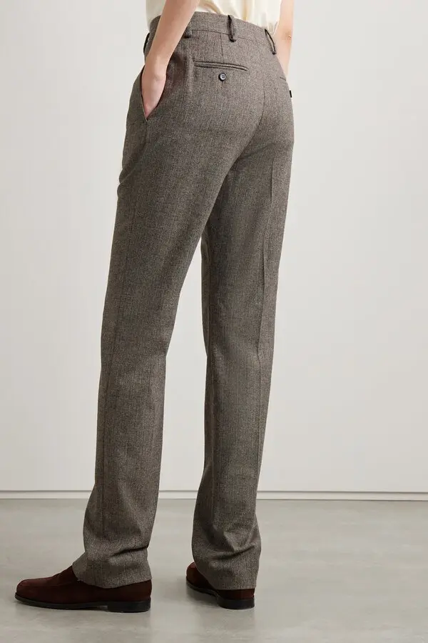 Veronica De Piante Riley Herringbone Pinstriped Wool And Cashmere-blend Wide-leg Pants