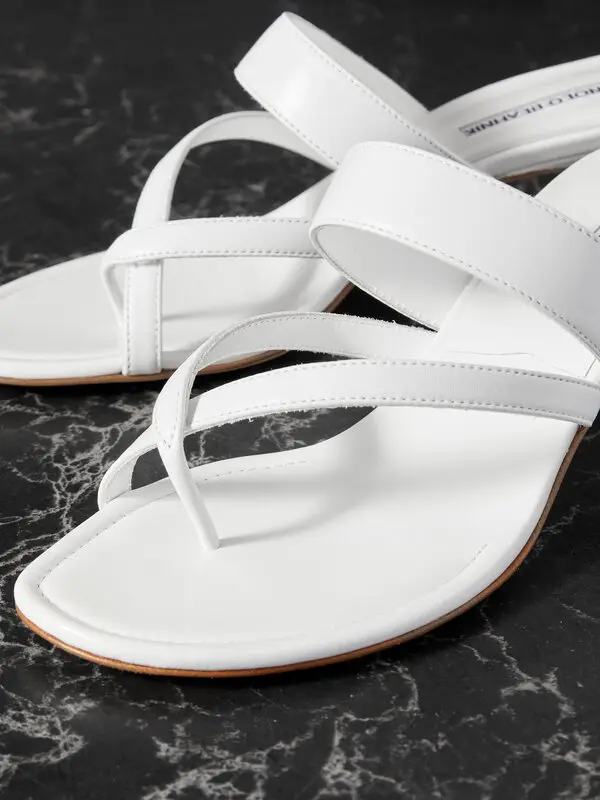 Manolo Blahnik Susa 50 Leather Sandals - White
