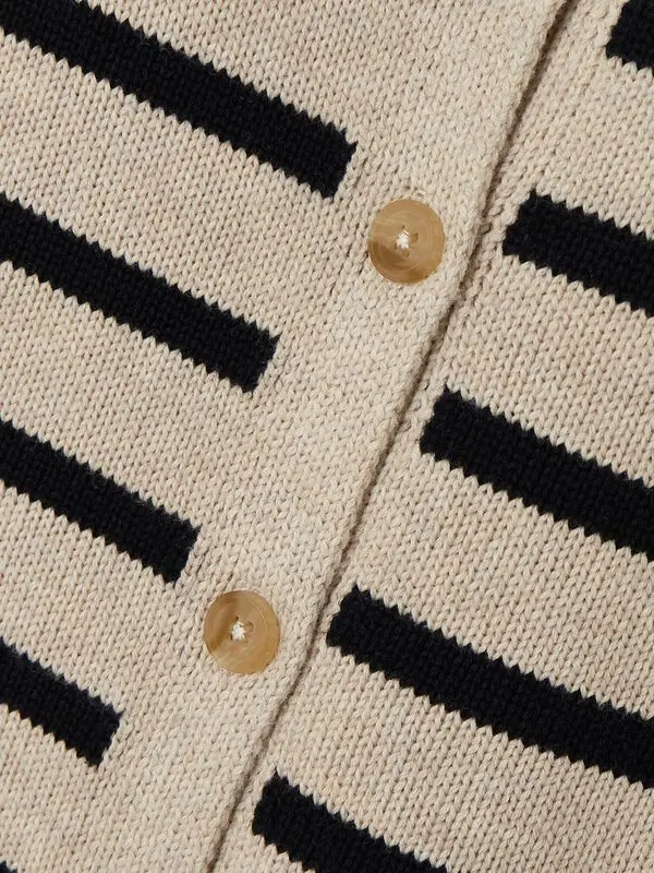 Denimist Cropped Striped Cotton-blend Cardigan