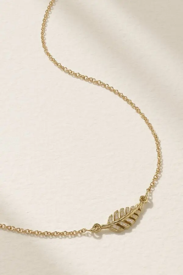 JENNIFER MEYER Mini Leaf 18-karat Diamond Necklace - Gold