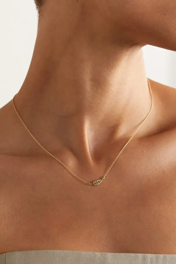 JENNIFER MEYER Mini Leaf 18-karat Diamond Necklace