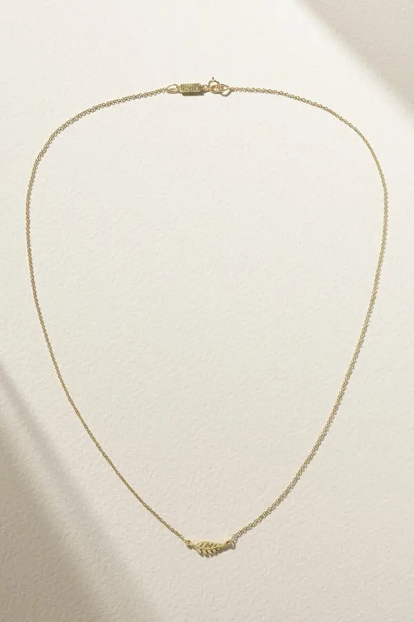 JENNIFER MEYER Mini Leaf 18-karat Diamond Necklace