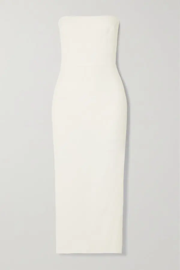 Alex Perry Callan Strapless Crepe Midi Dress - White