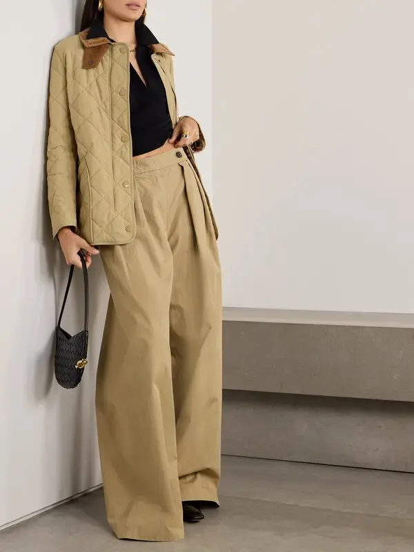 Burberry Corduroy And Leather-trimmed Quilted Jacket