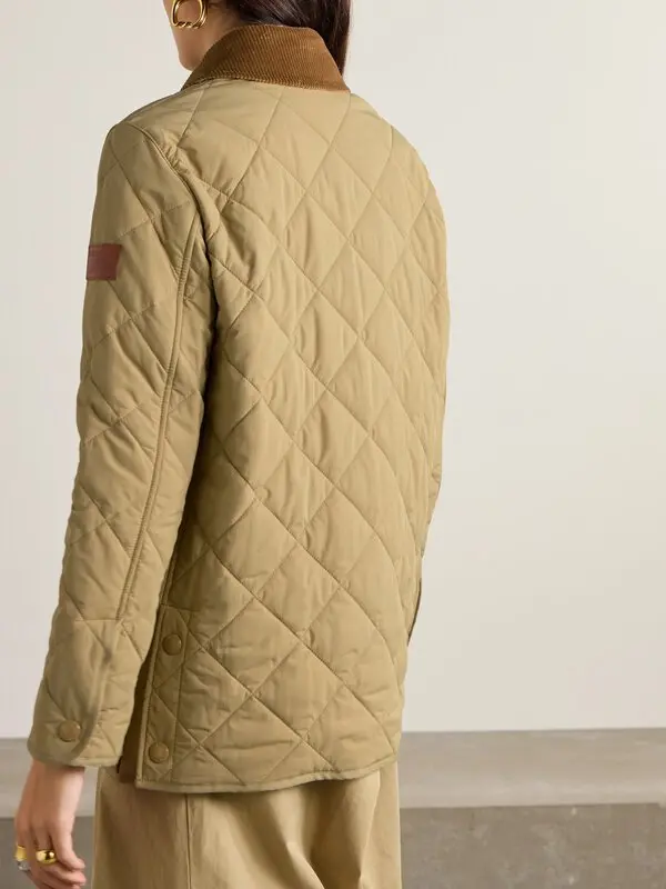 Burberry Corduroy And Leather-trimmed Quilted Jacket