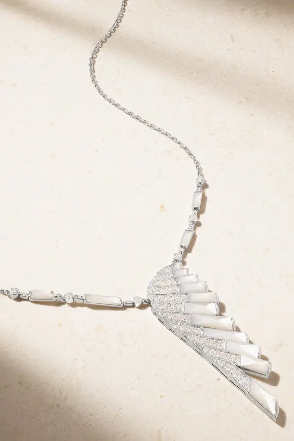 GARRARD Wings Rising Mother-of-pearl And Diamond Necklace - Gold