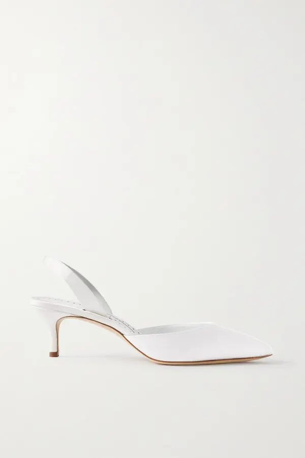 Manolo Blahnik Carolyne Bridal 50 Slingback Pumps - White