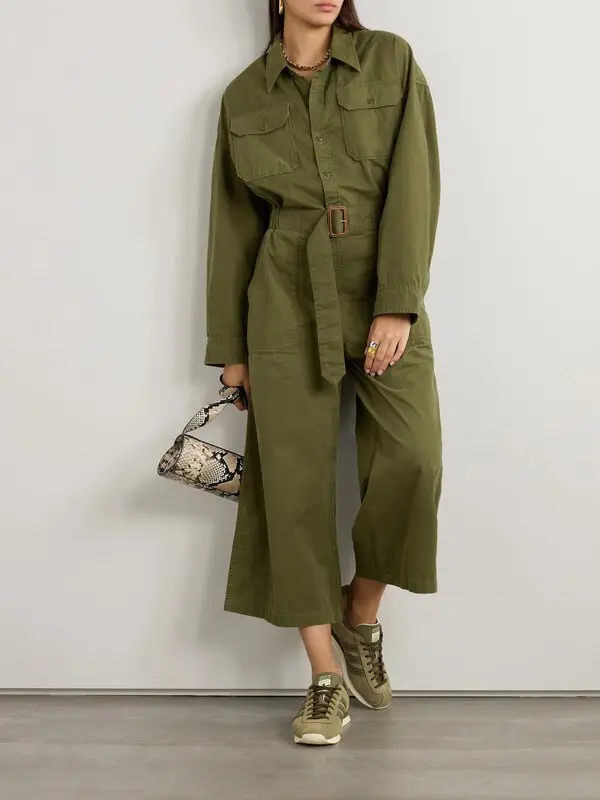 Denimist Utility Belted Cropped Denim Jumpsuit