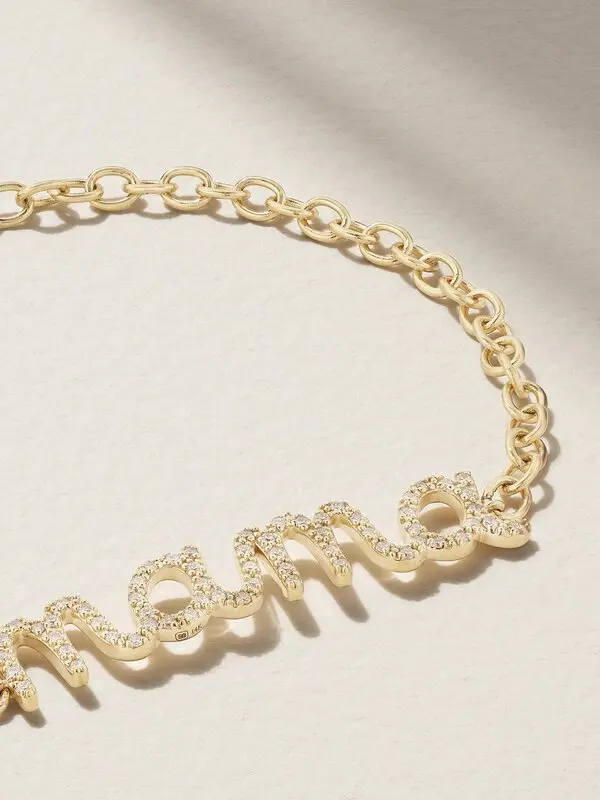 SYDNEY EVAN Large Mama Script Diamond Bracelet