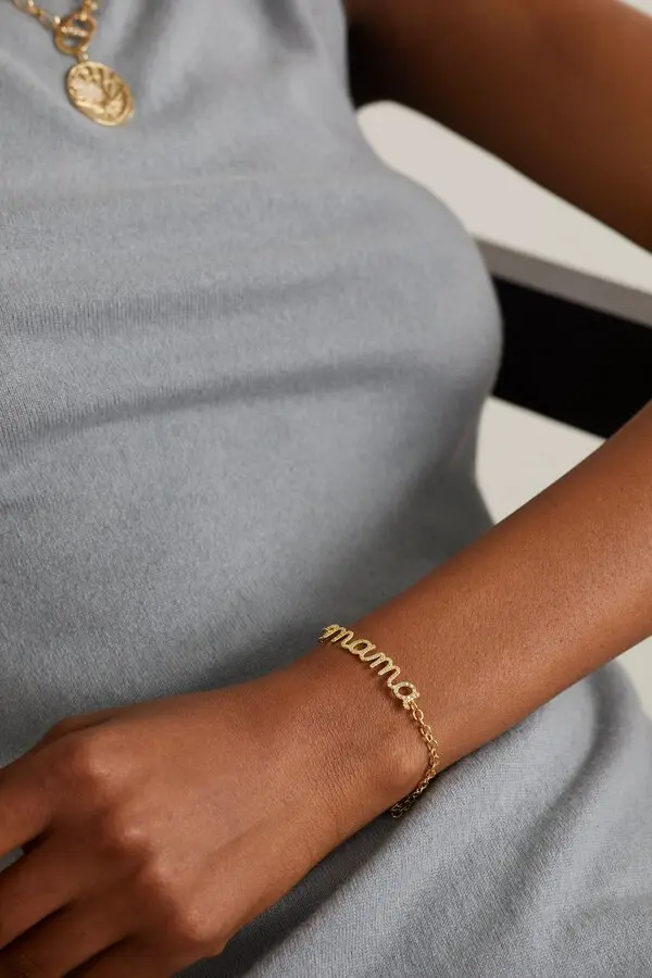 SYDNEY EVAN Large Mama Script Diamond Bracelet