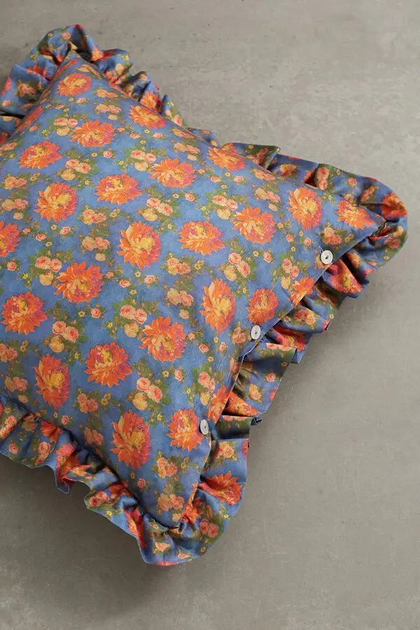 Loretta Caponi Ruffled Floral-print Cotton Down Cushion