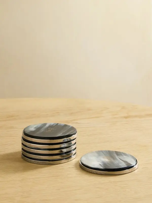 Brunello Cucinelli Set Of Six Horn Coasters - Black