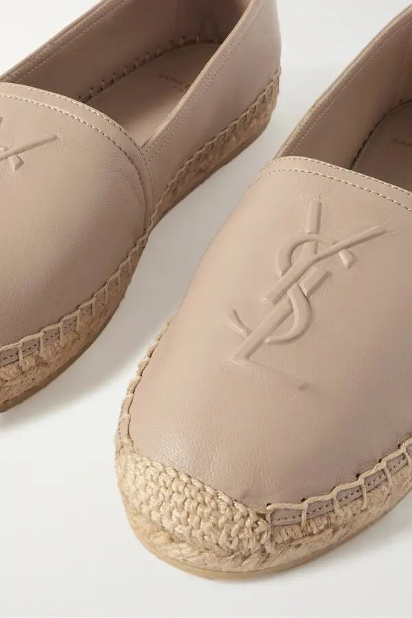 Saint Laurent Cassandre Logo-embossed Leather Espadrilles - Neutrals