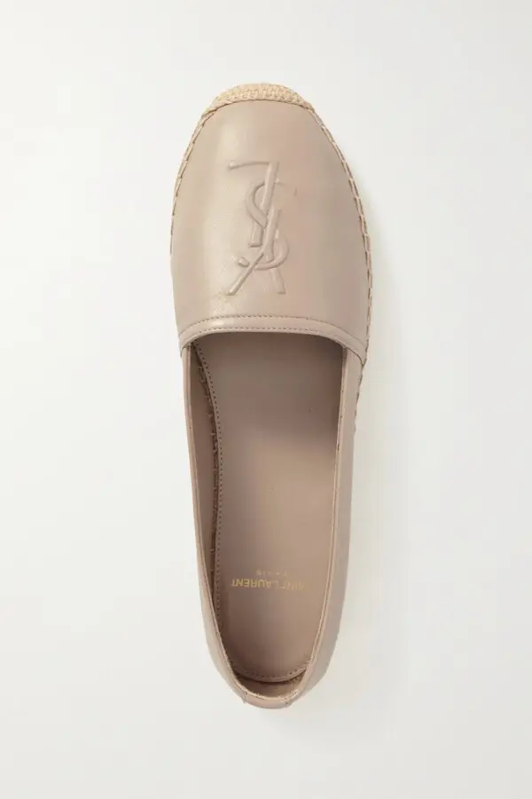 Saint Laurent Cassandre Logo-embossed Leather Espadrilles - Neutrals