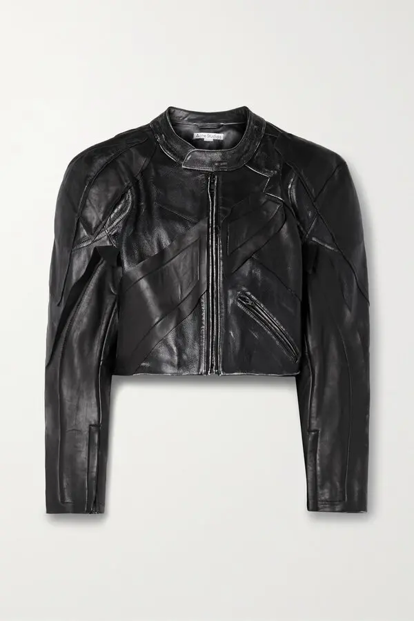 Acne Studios Paneled Distressed Leather Jacket
