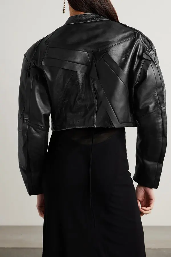 Acne Studios Paneled Distressed Leather Jacket