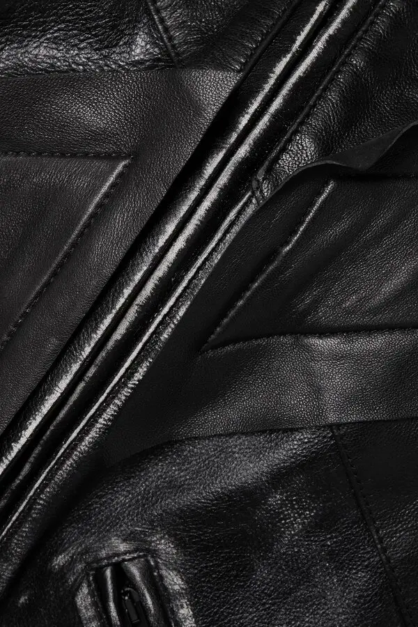 Acne Studios Paneled Distressed Leather Jacket