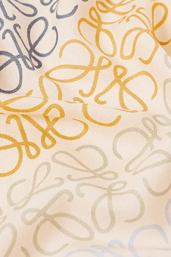 Loewe Fringed Printed Wool, Silk And Cashmere-blend Scarf