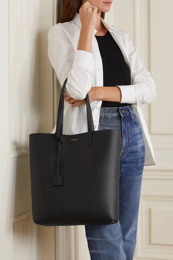 Saint Laurent Leather Tote With Pouch - Black