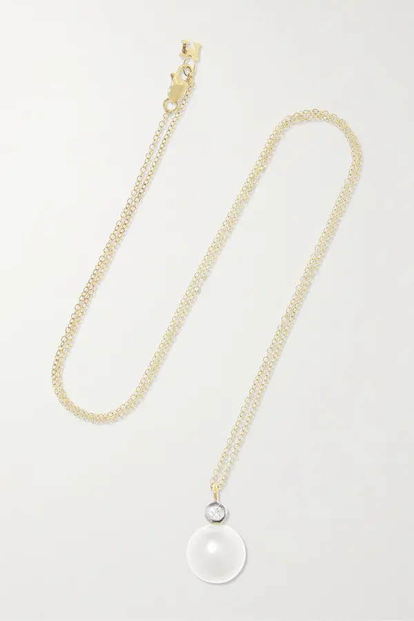 Mateo 14-karat Pearl And Diamond Necklace - Gold