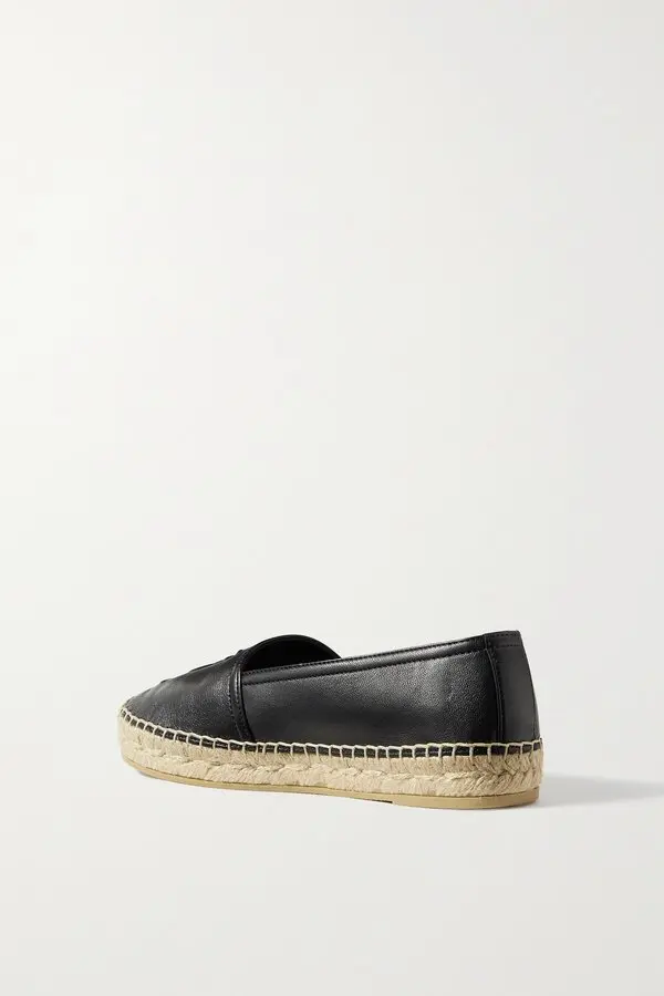 Saint Laurent Cassandre Logo-embossed Leather Espadrilles - Black
