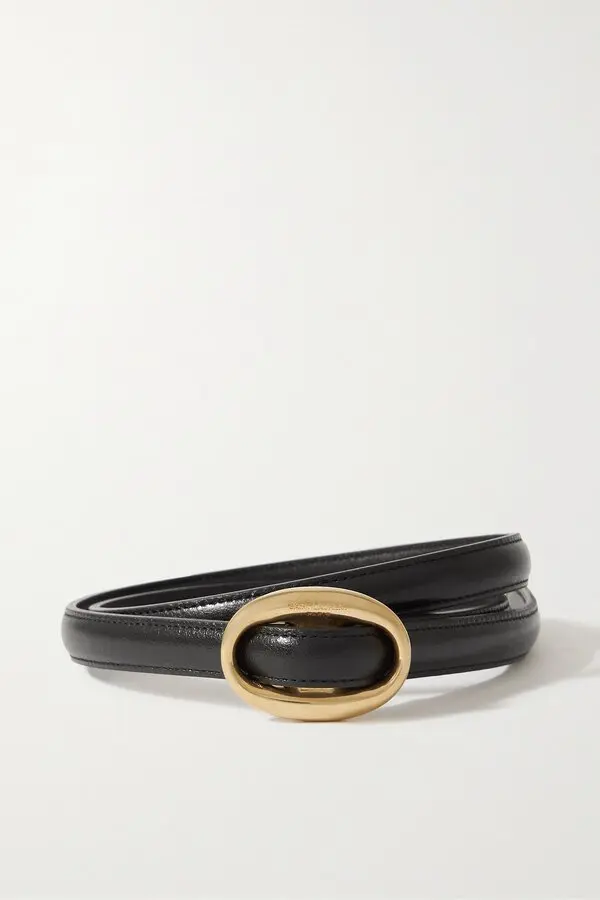 Saint Laurent Glossed Leather Belt - Black