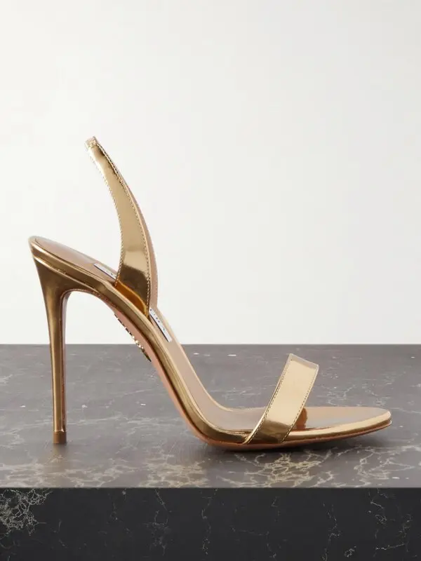 AQUAZZURA So Nude 105 Mirrored-leather Slingback Sandals