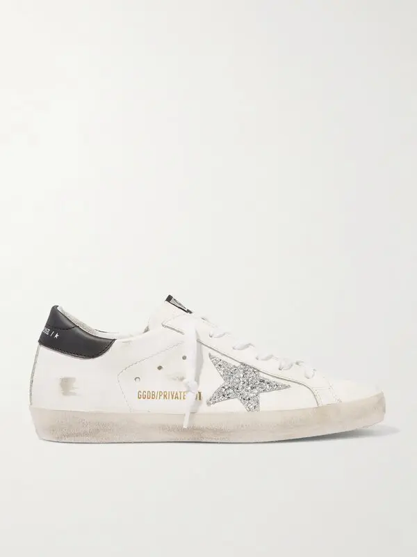 GOLDEN GOOSE Superstar Distressed Glitter Sneakers