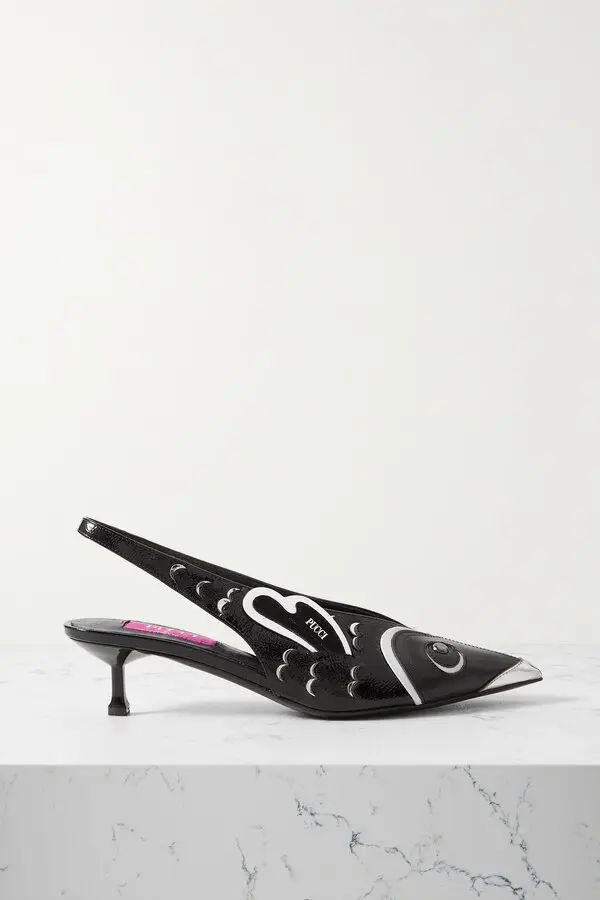 Emilio Pucci Studded Leather Slingback Pumps