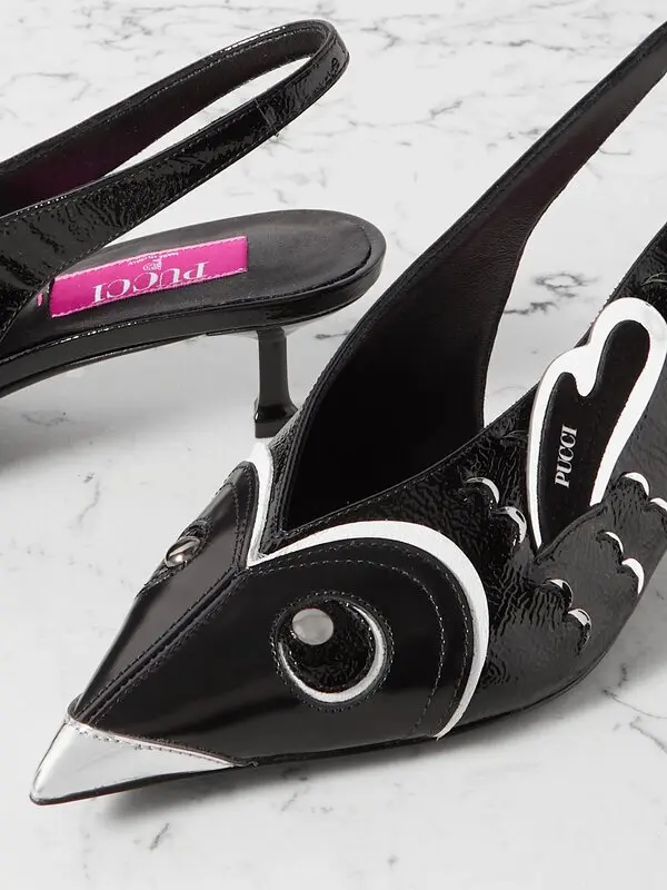 Emilio Pucci Studded Leather Slingback Pumps
