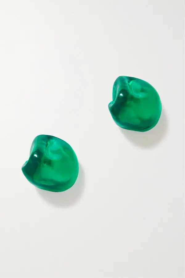Completedworks Sculptural Resin And Recycled Gold Vermeil Earrings - Green