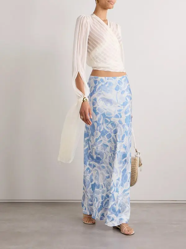 Stella McCartney Printed Silk-twill Maxi Skirt