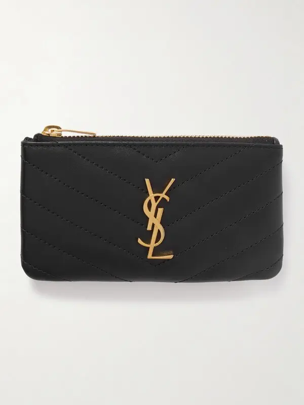 Saint Laurent Cassandre Quilted Leather Wallet - Black