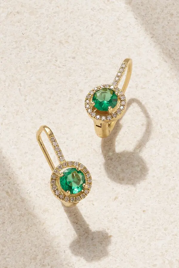 Ileana Makri Waterfall 18-karat Emerald And Diamond Earrings - Gold