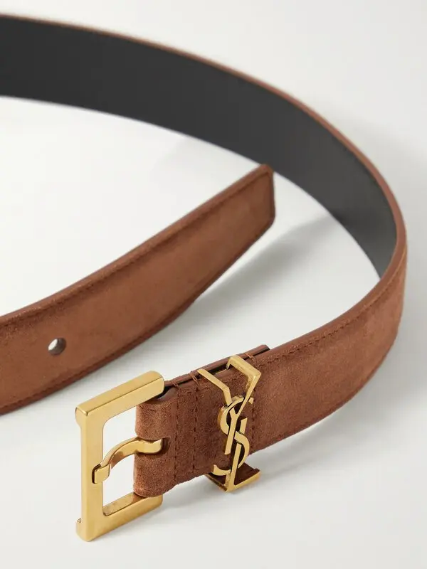 Saint Laurent Cassandre Suede Belt