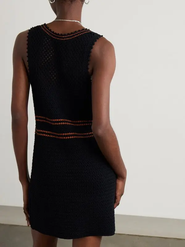 RE/DONE Striped Crocheted Mini Dress