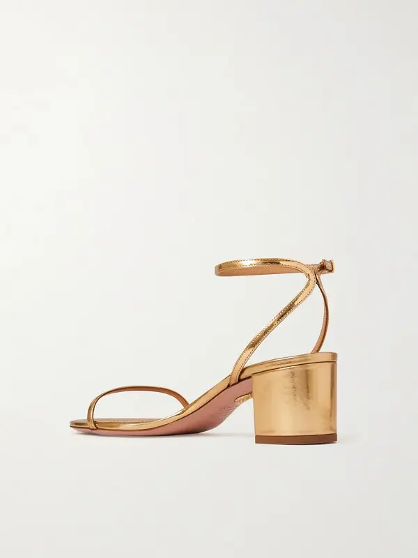 AQUAZZURA Olie 50 Metallic Leather Sandals