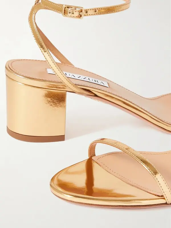 AQUAZZURA Olie 50 Metallic Leather Sandals