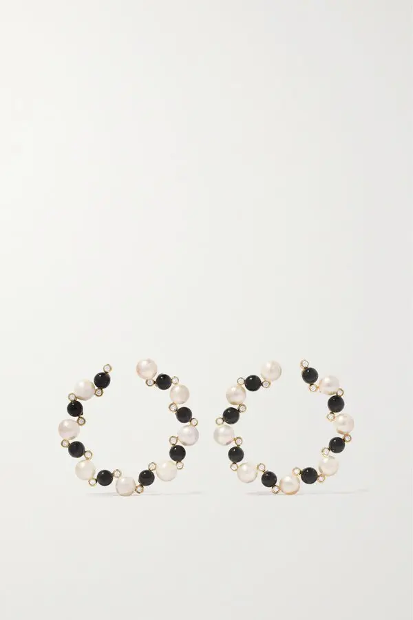 MASON AND BOOKS Scattered Love 14-karat Multi-stone Hoop Earrings - Gold