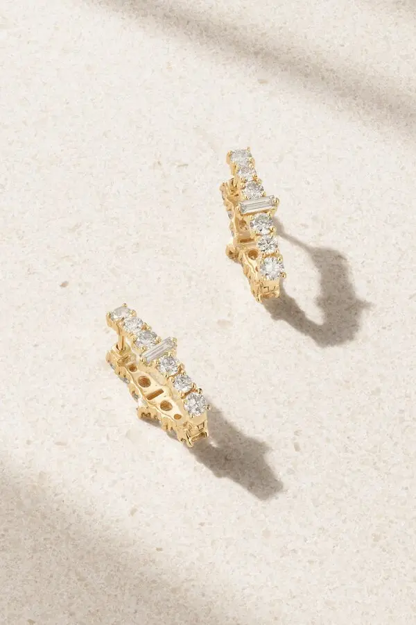 Ileana Makri Rivulet 18-karat Diamond Hoop Earrings - Gold