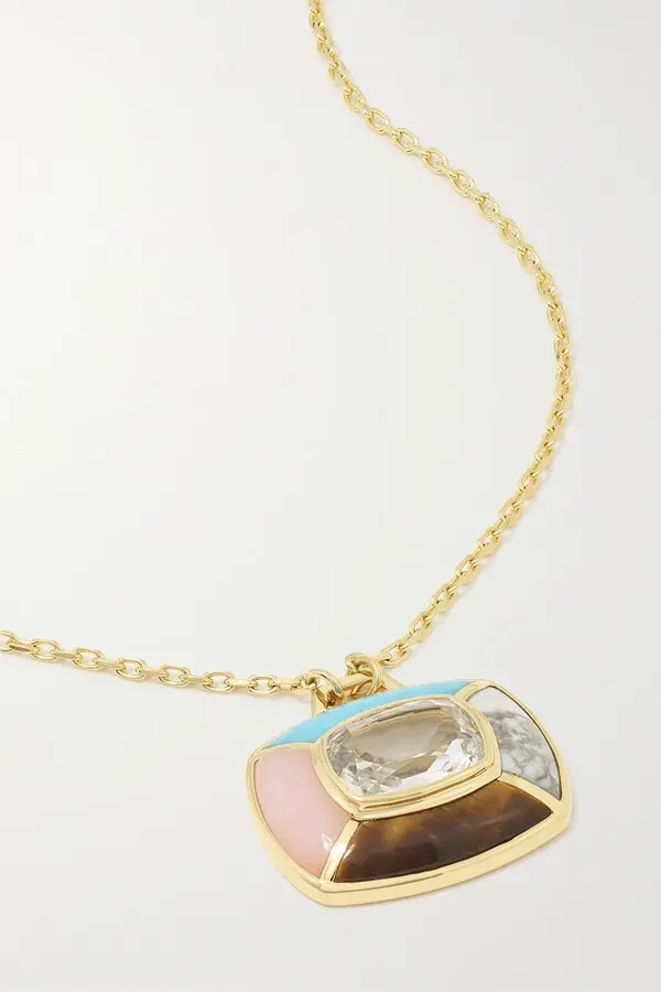 EMILY P. WHEELER Net Sustain Bernadette Mini Patchwork 18-karat Recycled Multi-stone Pendant Necklace - Gold