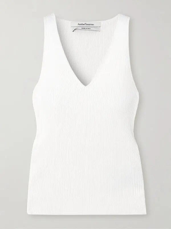 Another Tomorrow Ribbed Jersey Tank Top