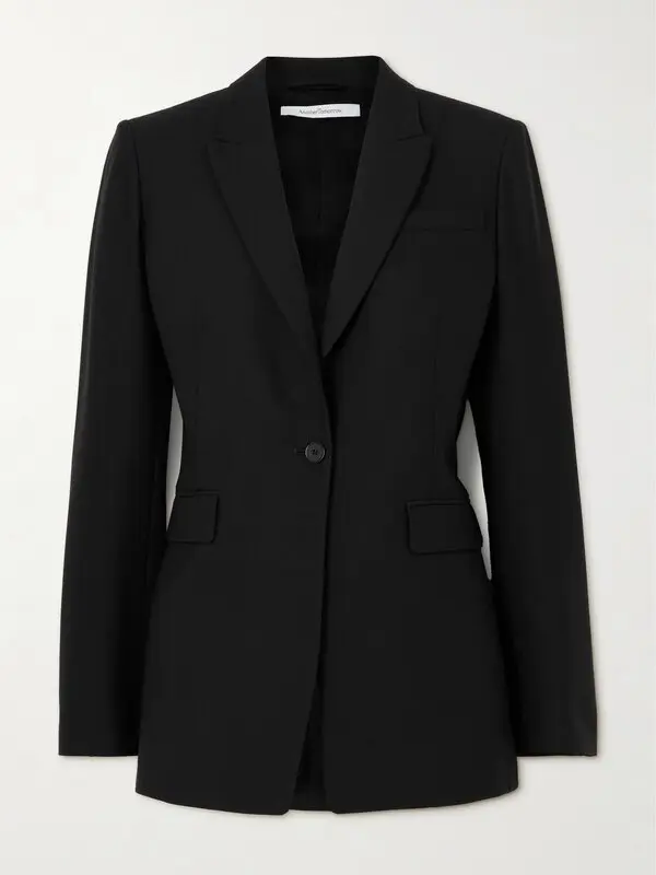 Another Tomorrow Grain De Poudre Wool Blazer