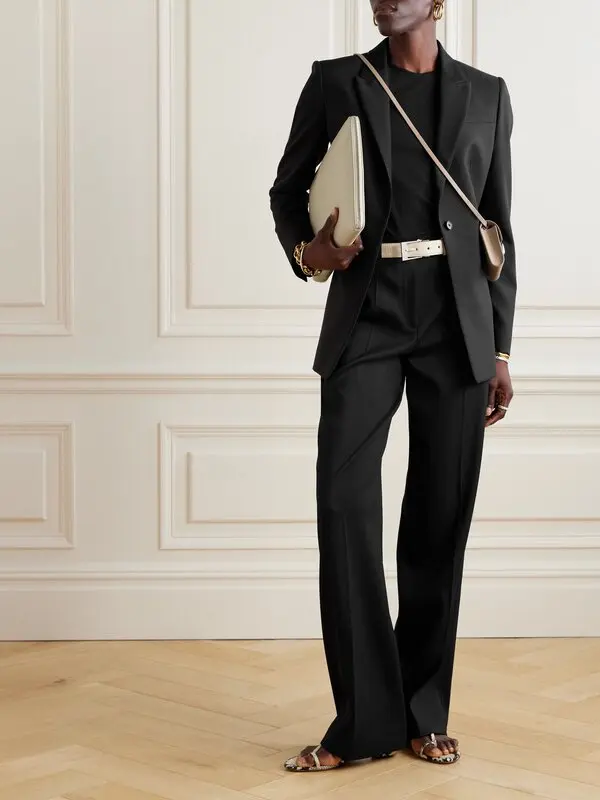 Another Tomorrow Grain De Poudre Wool Blazer