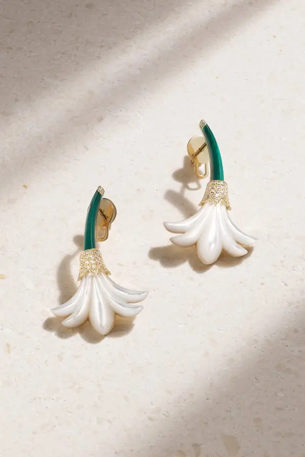 L'ATELIER NAWBAR Big Flower 18-karat Multi-stone Earrings - Gold