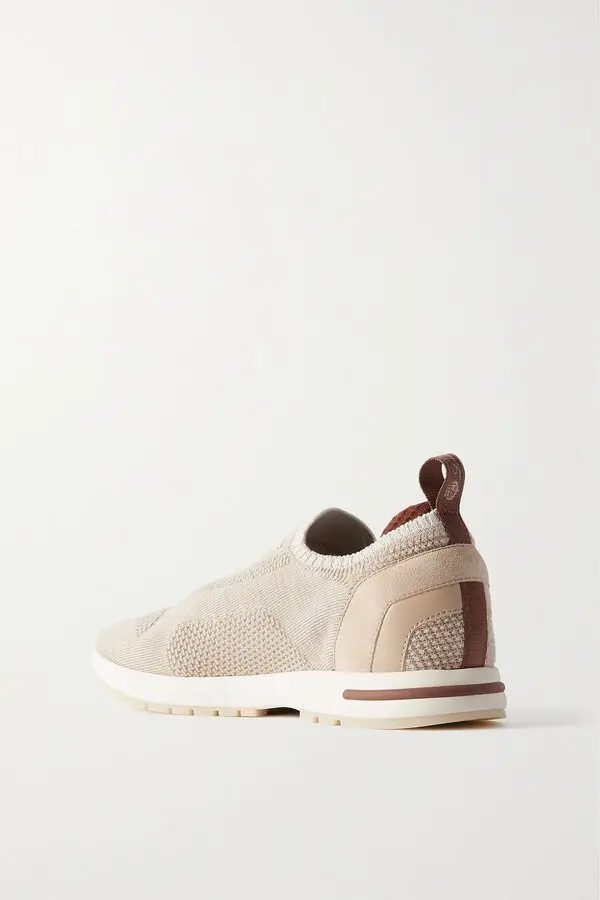 Loro Piana Flexy Leather-trimmed Wool-blend Sneakers - Neutrals
